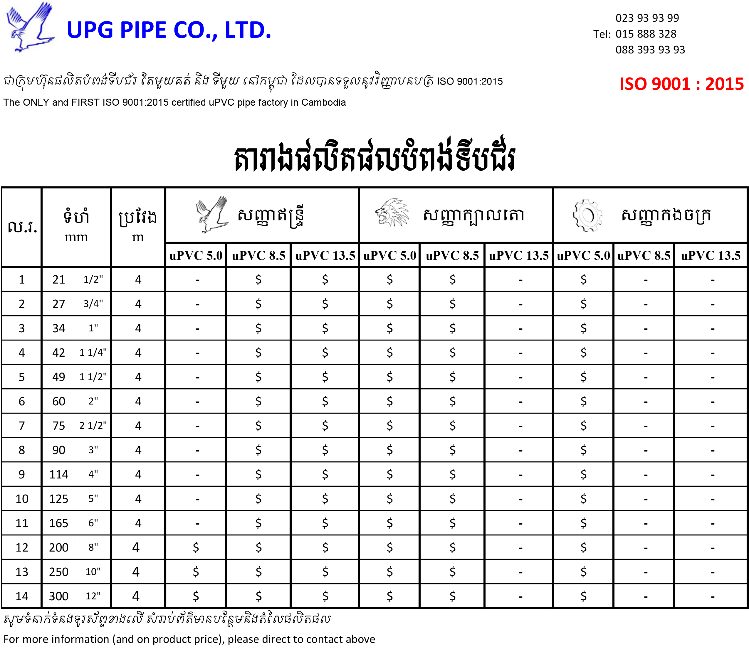UPG Pipe Co., Ltd. - Products